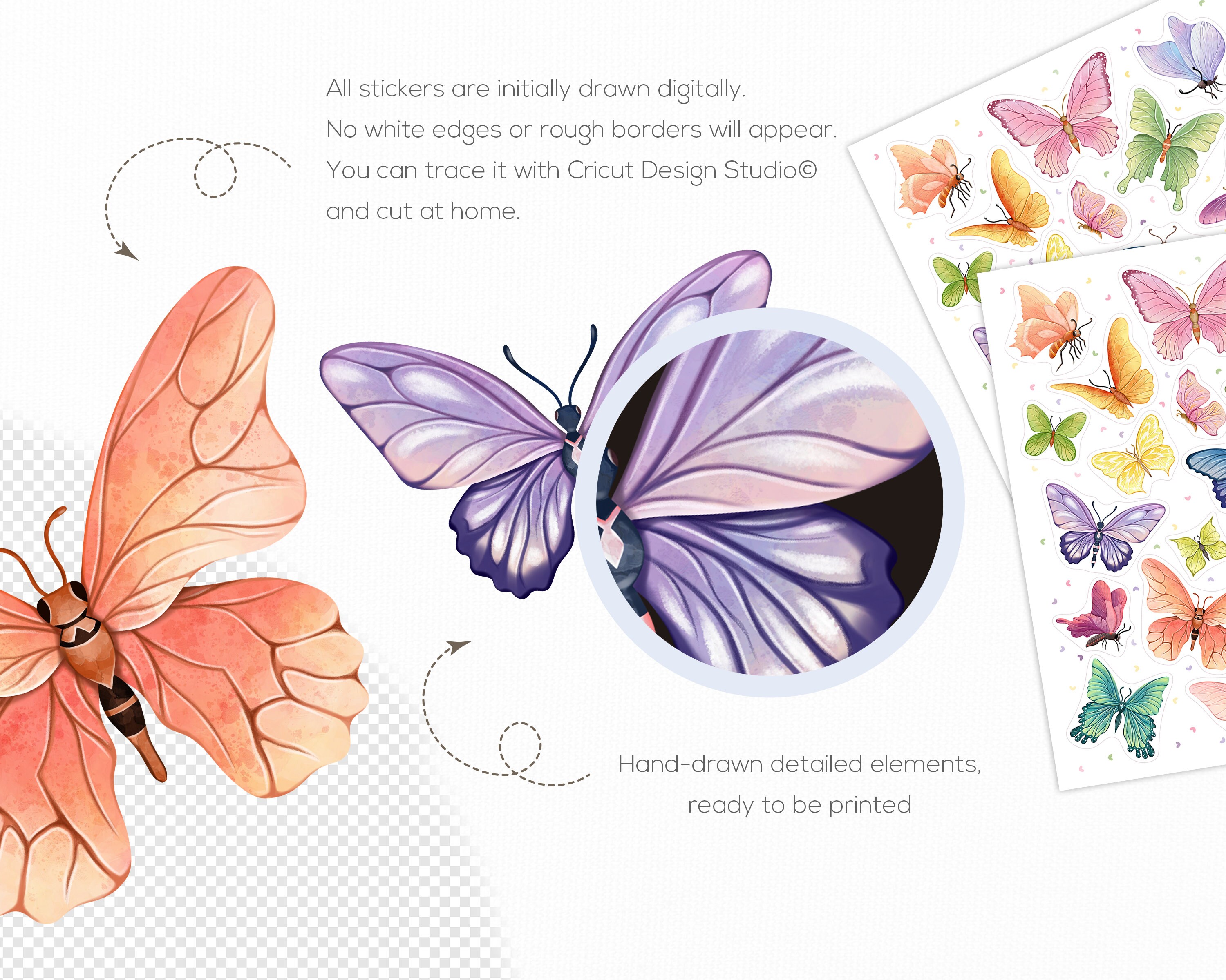 Butterfly Printable Sticker Sheet Butterfly Planner Stickers - Etsy