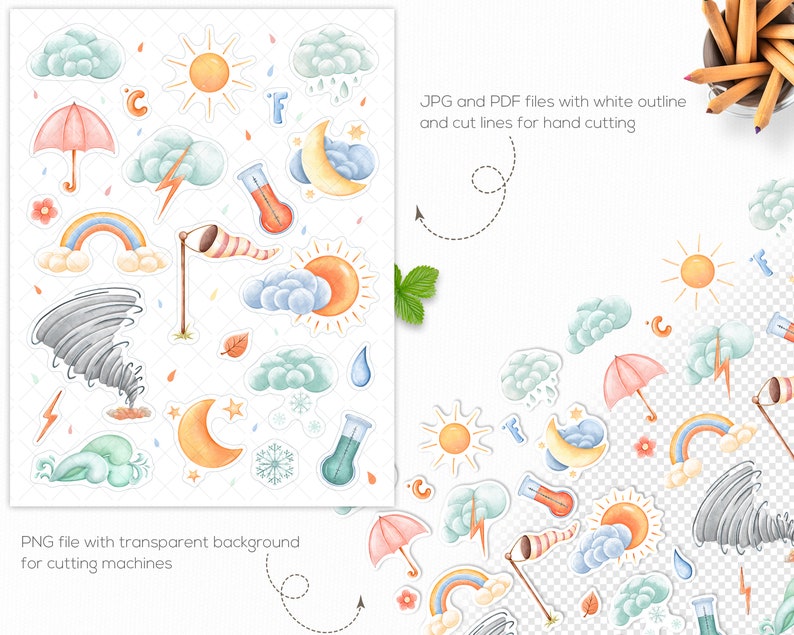 Weather Sticker Sheet Weather Planner Stickers Bullet - Etsy