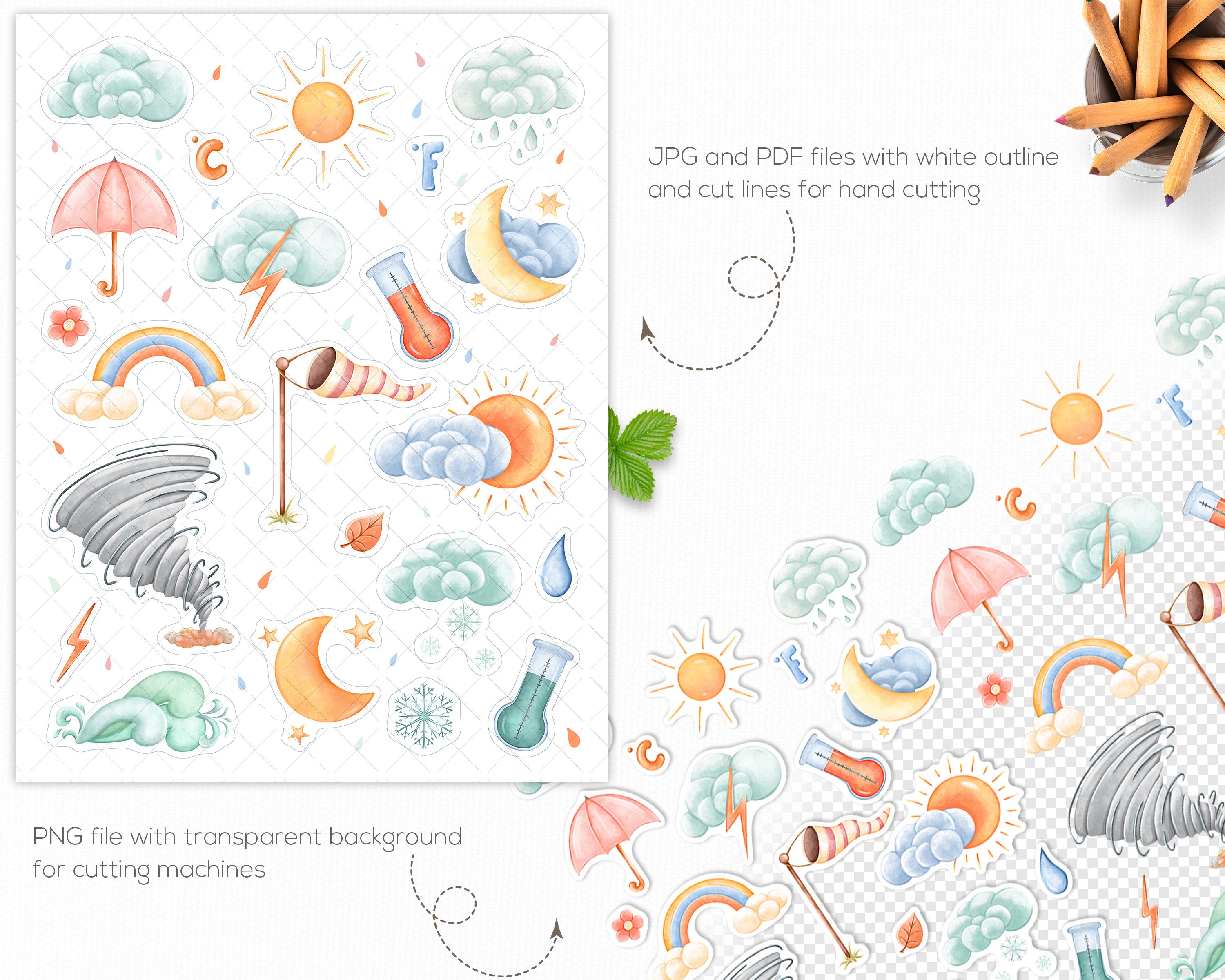 Weather Sticker Sheet Weather Planner Stickers Bullet - Etsy