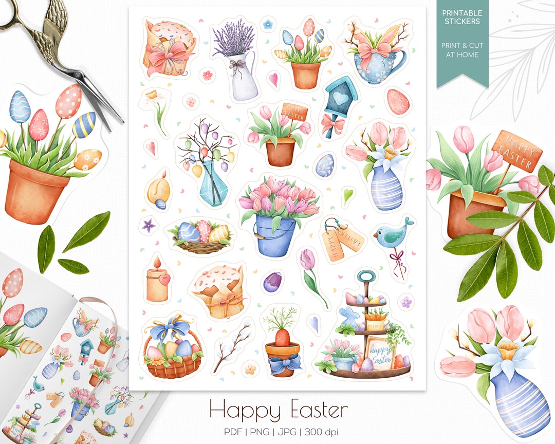 Easter Sticker Sheet Printable Easter Planner Stickers Bullet Journal ...