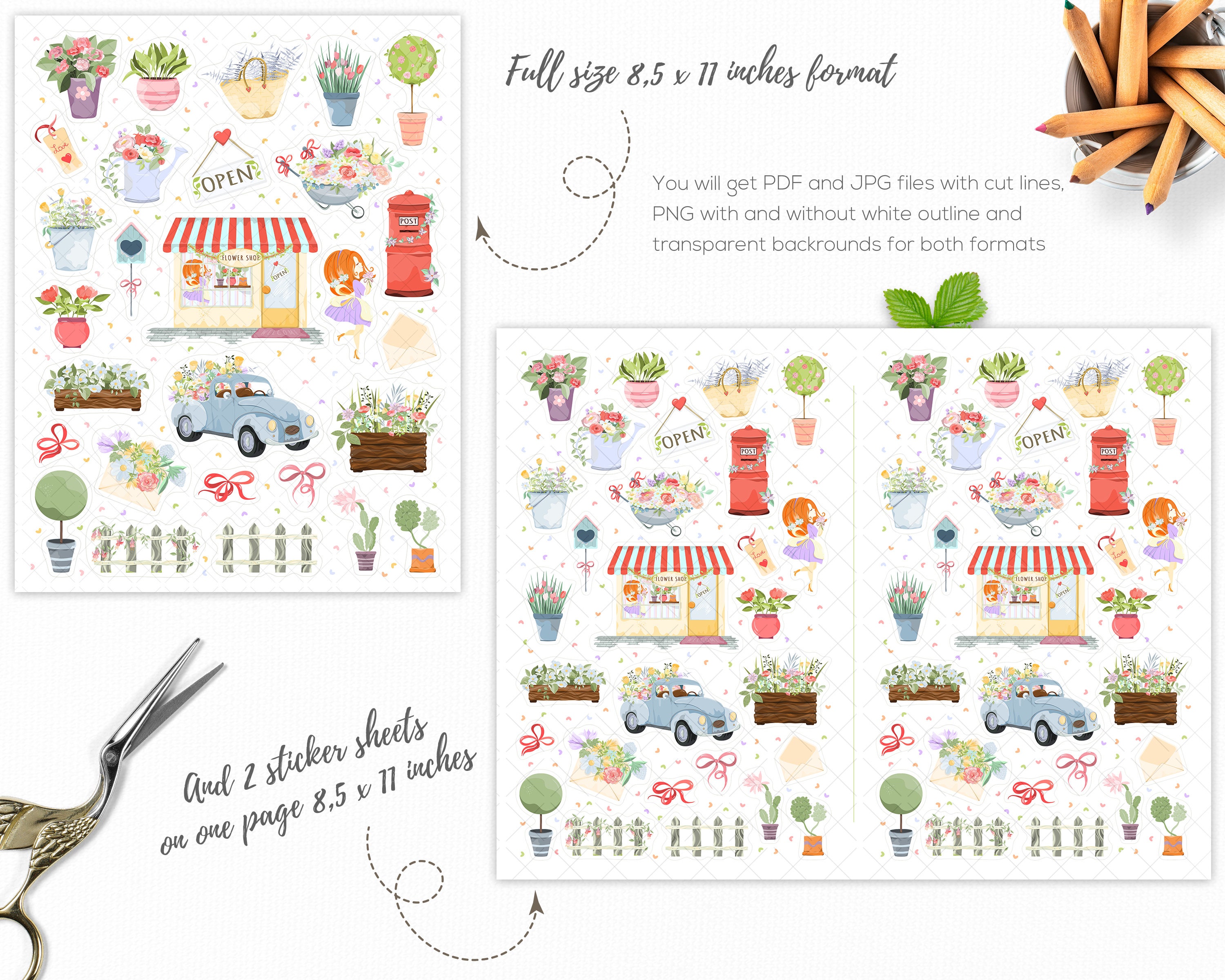 Flower Market Sticker Sheet Cute Floral Planner Stickers - Etsy