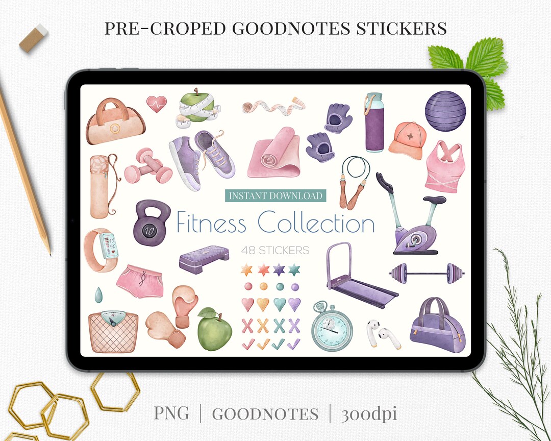 Fitness Goodnotes Stickers | Cute Gym Digital Planner Stickers | Pre ...