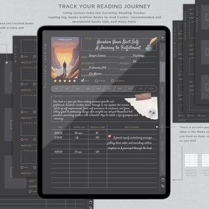 Digital Reading Journal Dark Mode | Book Tracker | Book Review and ...