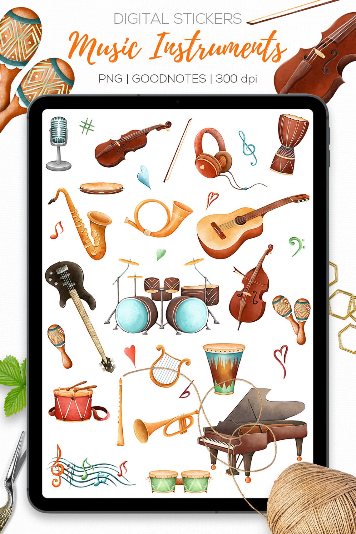 Music Goodnotes Stickers Cute Digital Planner Stickers | Etsy