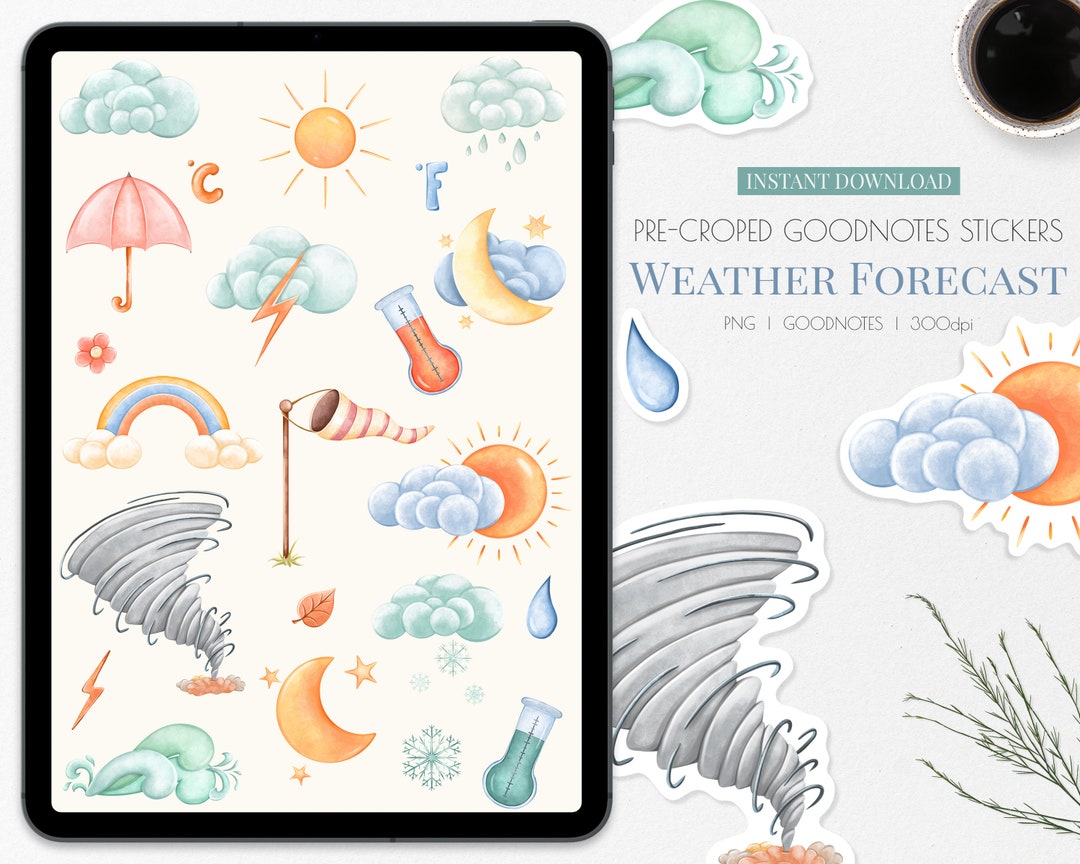 Weather Goodnotes Stickers Cute Weather Forecast Digital - Etsy