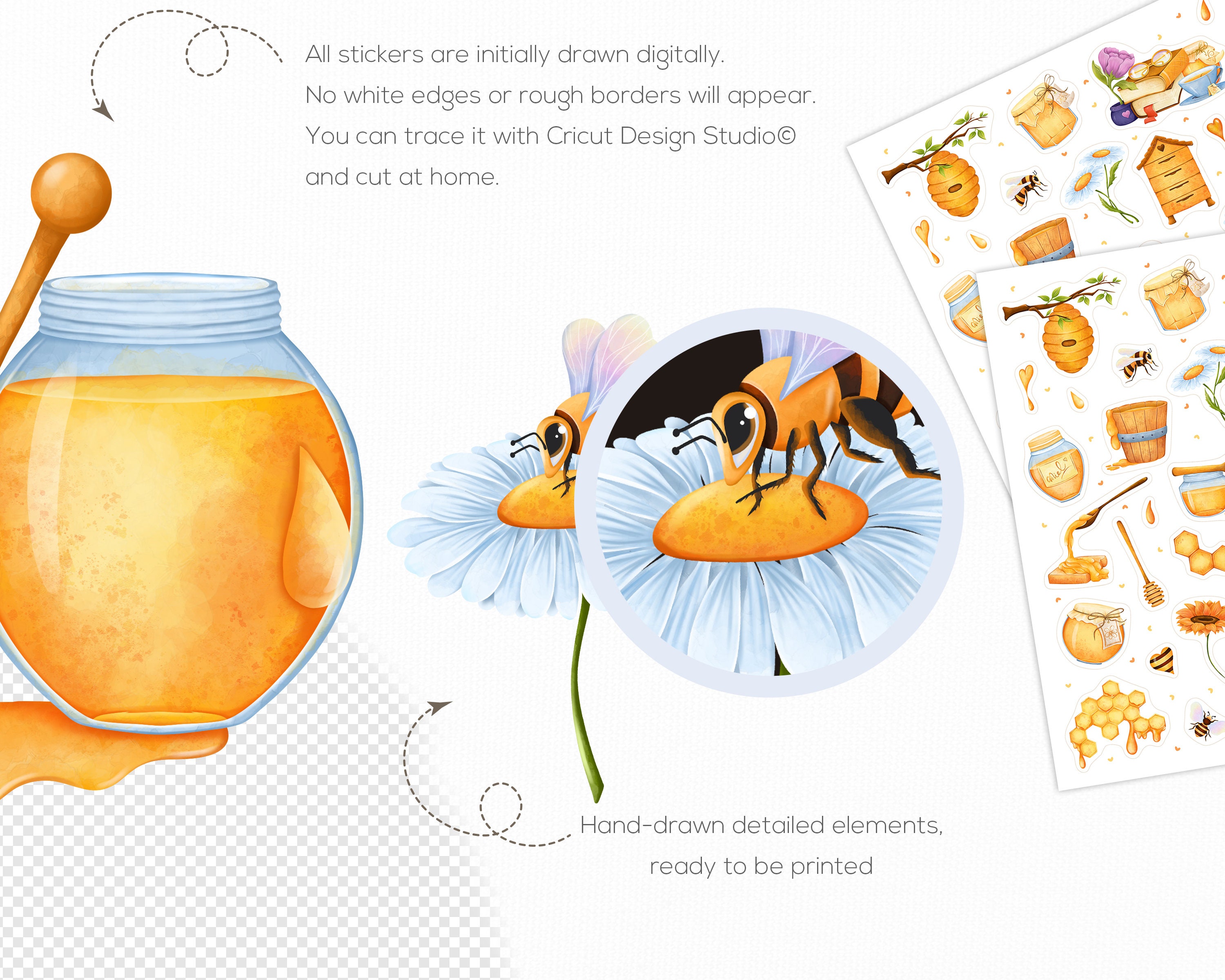 Bees and Honey Printable Sticker Sheet Cute Honey Planner - Etsy