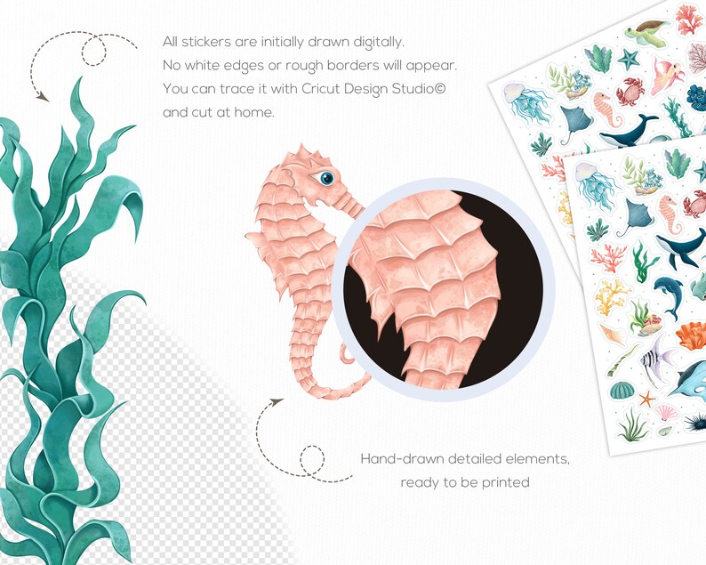 Ocean Printable Sticker Sheet Under Sea Planner Stickers - Etsy