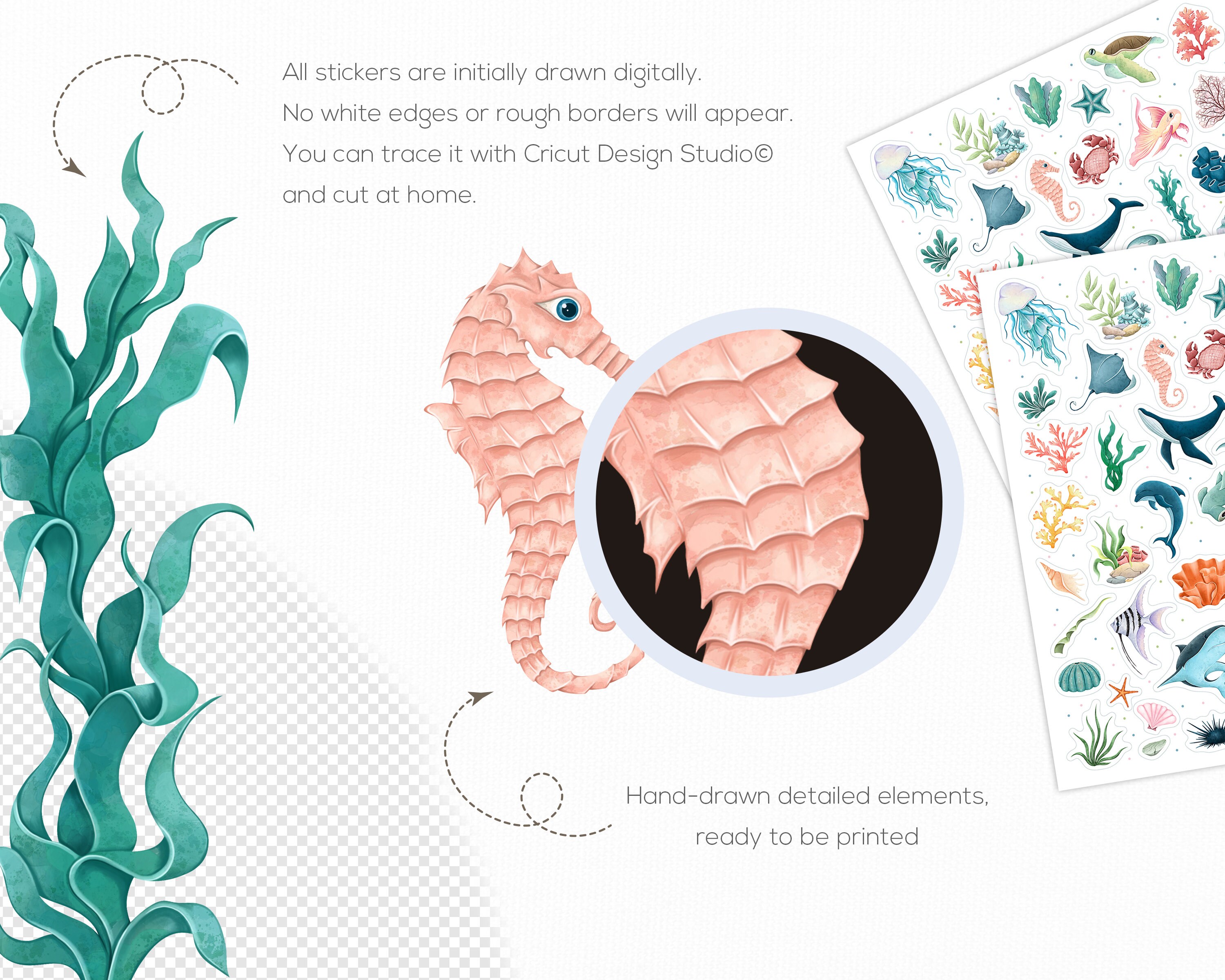 Ocean Printable Sticker Sheet Under Sea Planner Stickers - Etsy