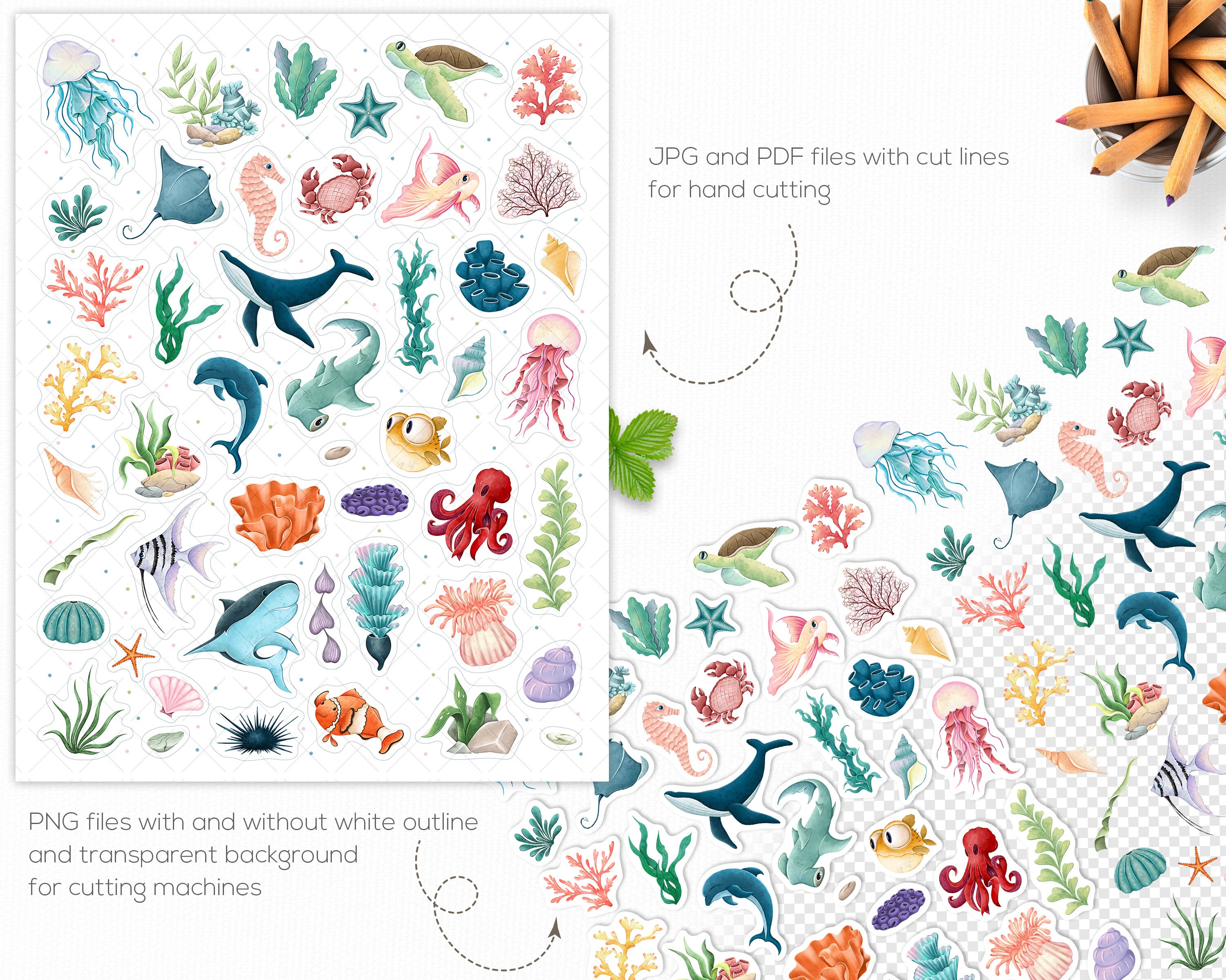 Ocean Printable Sticker Sheet Under Sea Planner Stickers - Etsy