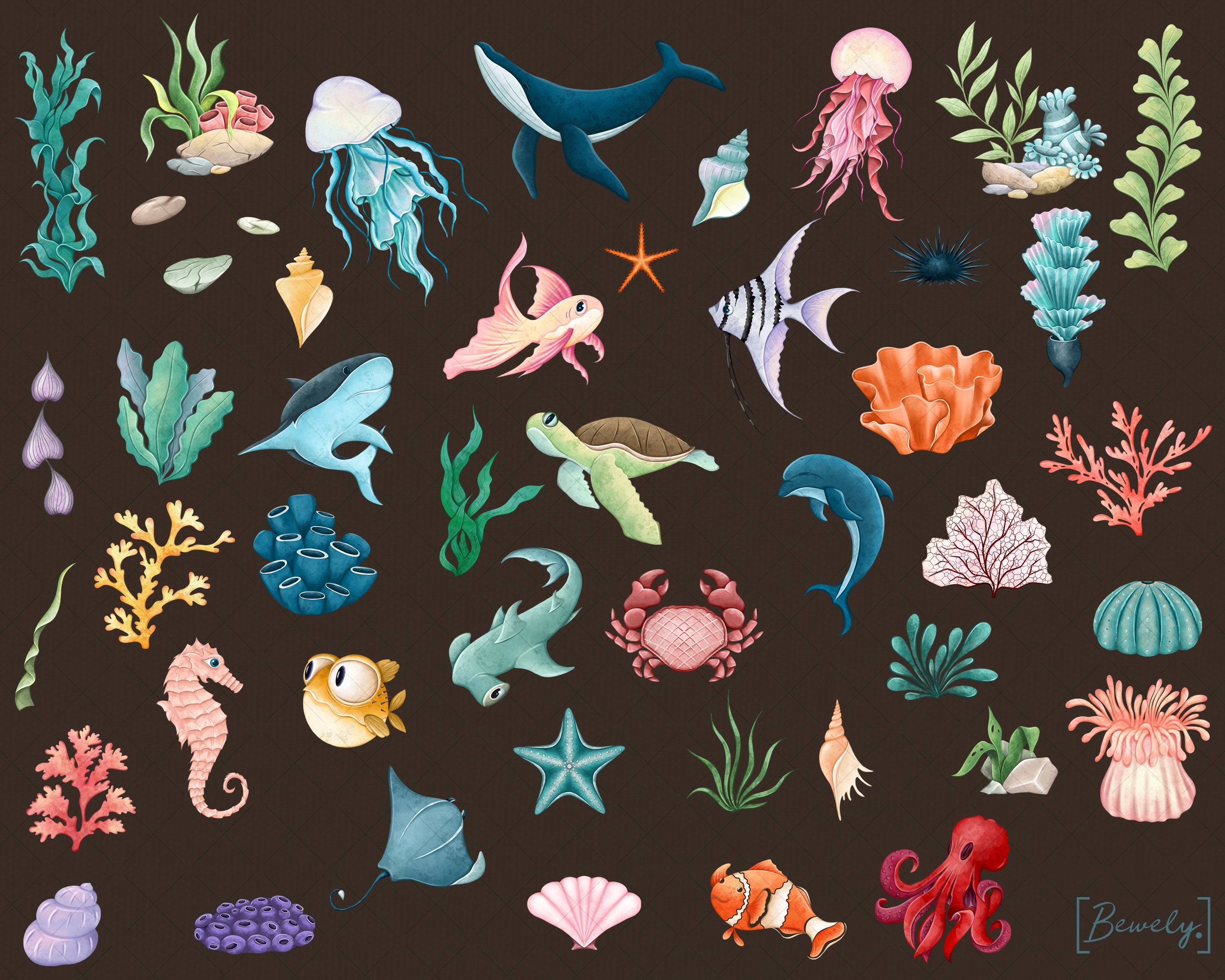 Ocean Printable Sticker Sheet Under Sea Planner Stickers - Etsy