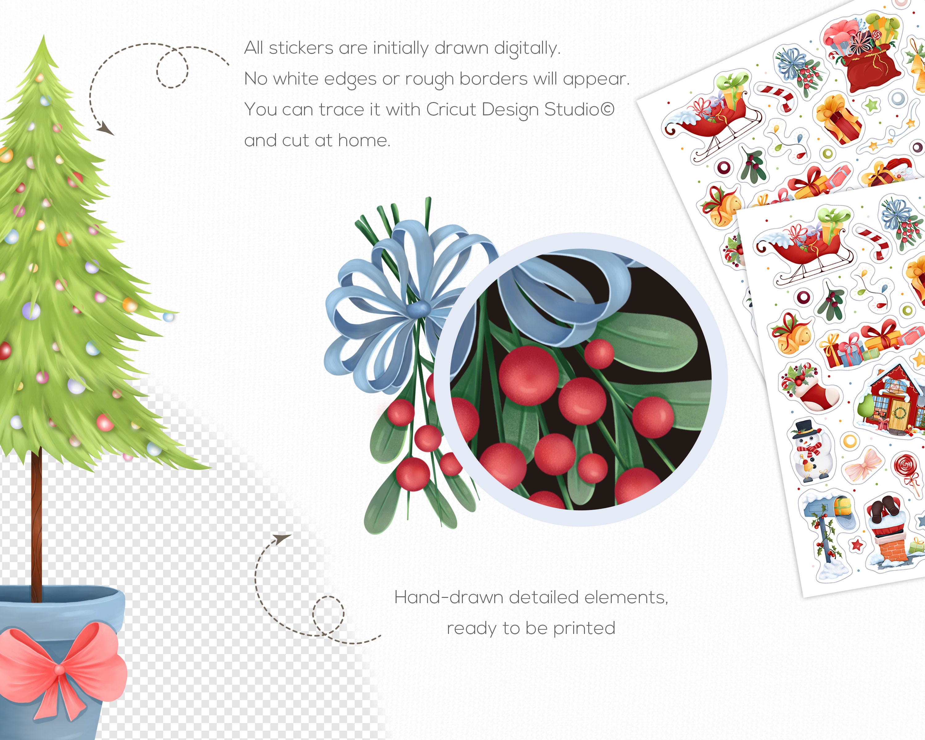 Christmas Sticker Sheet Holiday Planner Stickers Bullet Journal ...