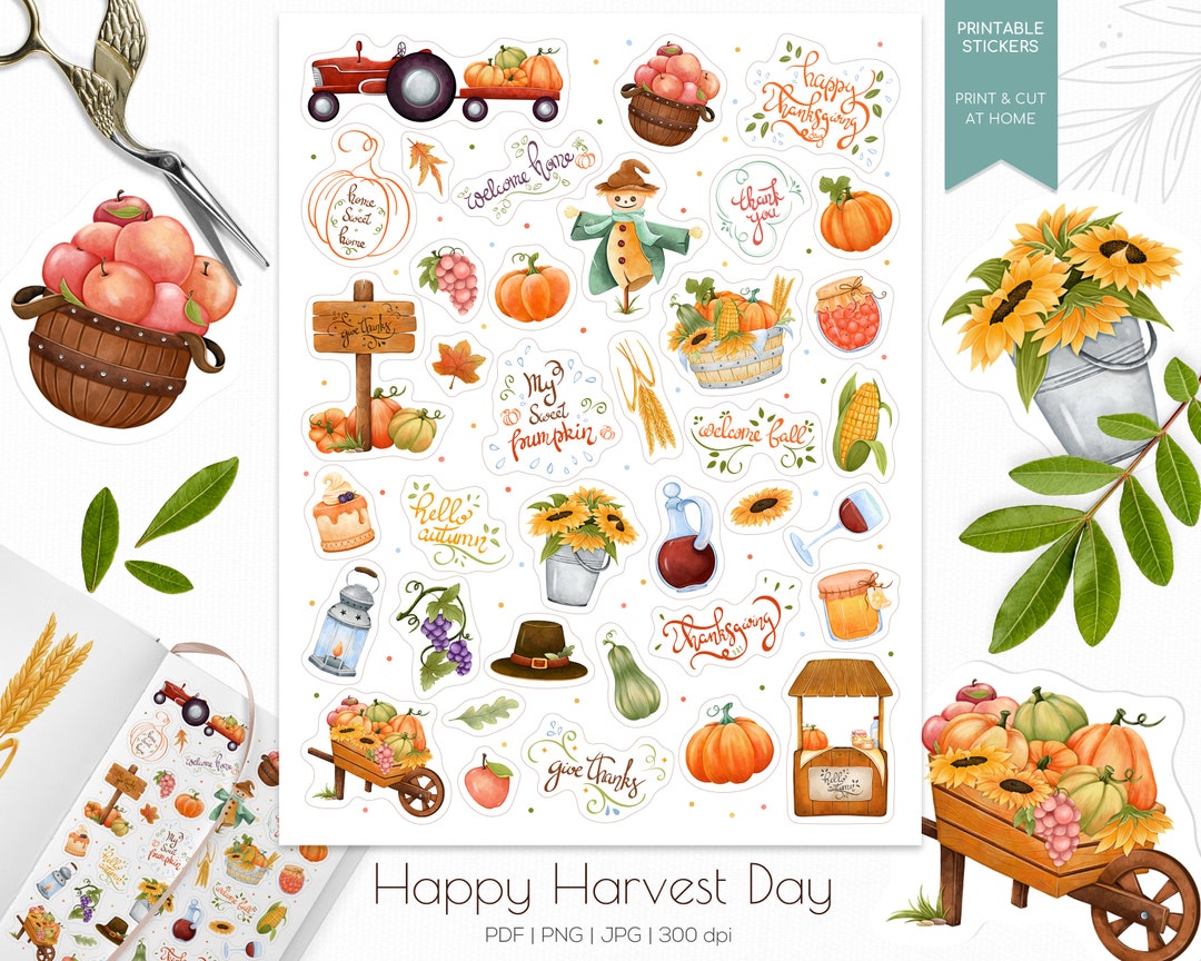 Fall Sticker Sheet Thanksgiving Planner Stickers Bullet Journal ...