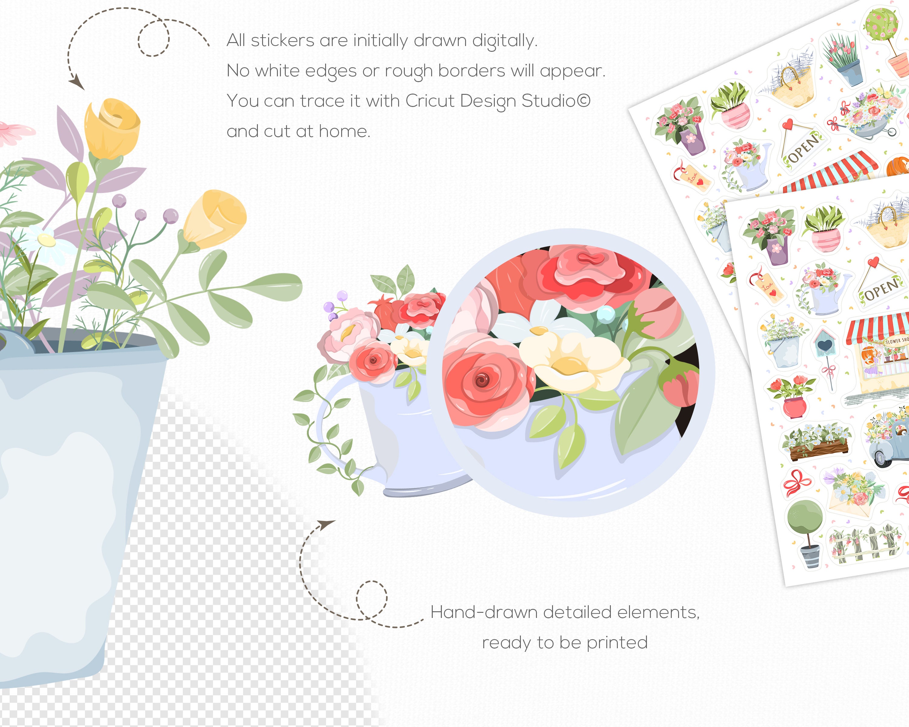 Flower Market Sticker Sheet Cute Floral Planner Stickers - Etsy