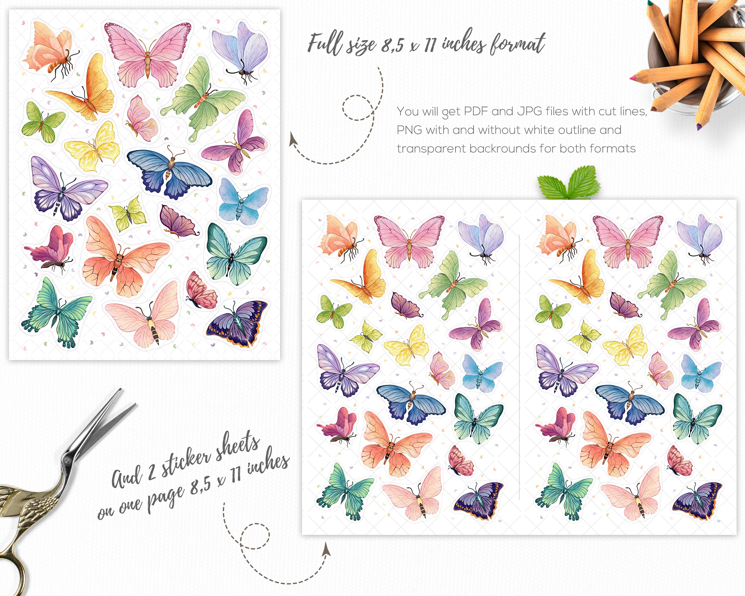 Butterfly Printable Sticker Sheet Butterfly Planner Stickers - Etsy