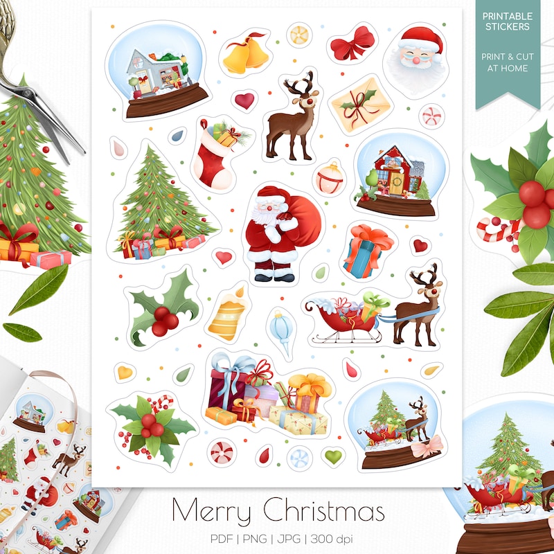 Christmas Stickers Sheet - Etsy