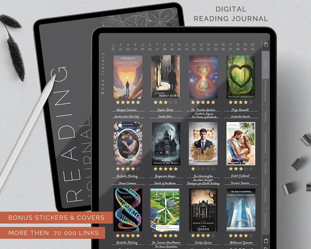 Digital Reading Journal Dark Mode | Book Tracker | Book Review and ...