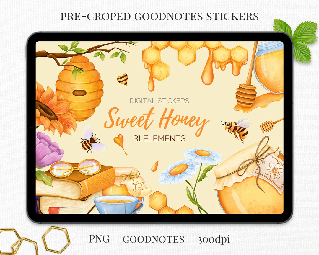 Bees and Honey Goodnotes Stickers | Cute Digital Planner Stickers | Pre ...