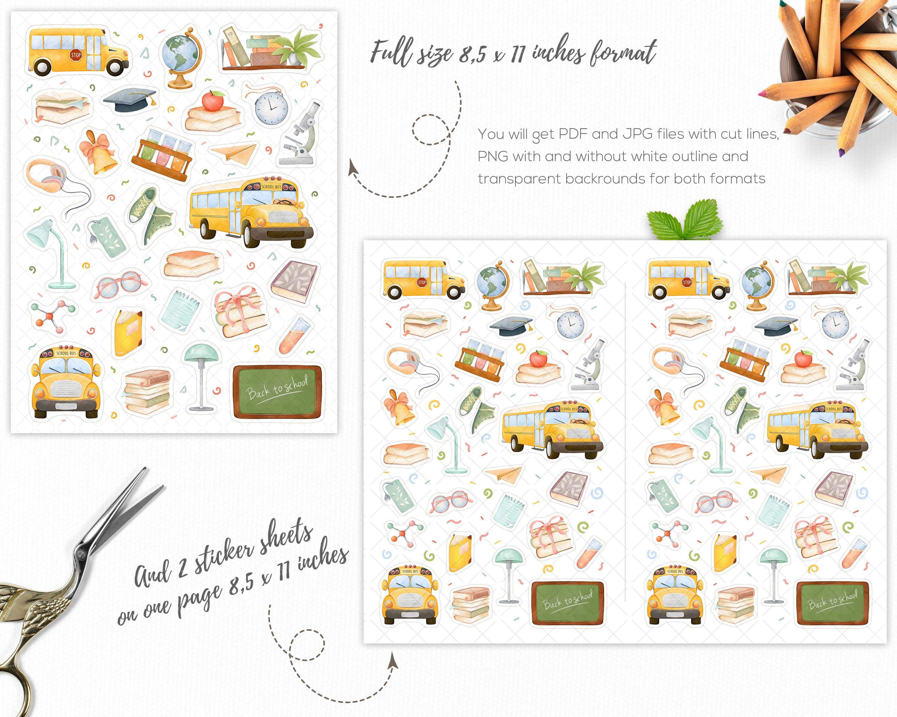 School Sticker Sheet Education Planner Stickers Bullet Journal Stickers ...