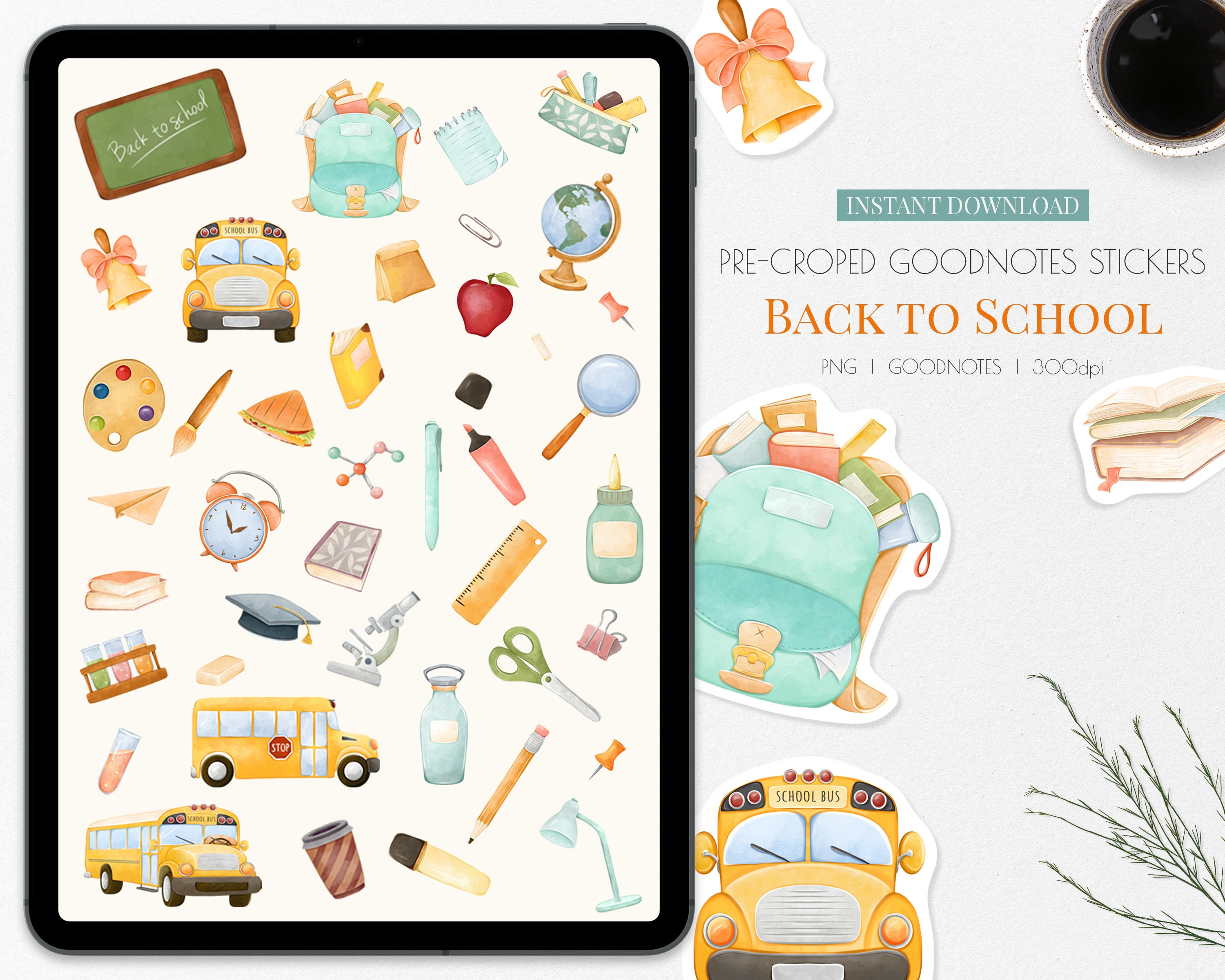 School Goodnotes Stickers Cute Education Planner Stickers Pre-cropped ...