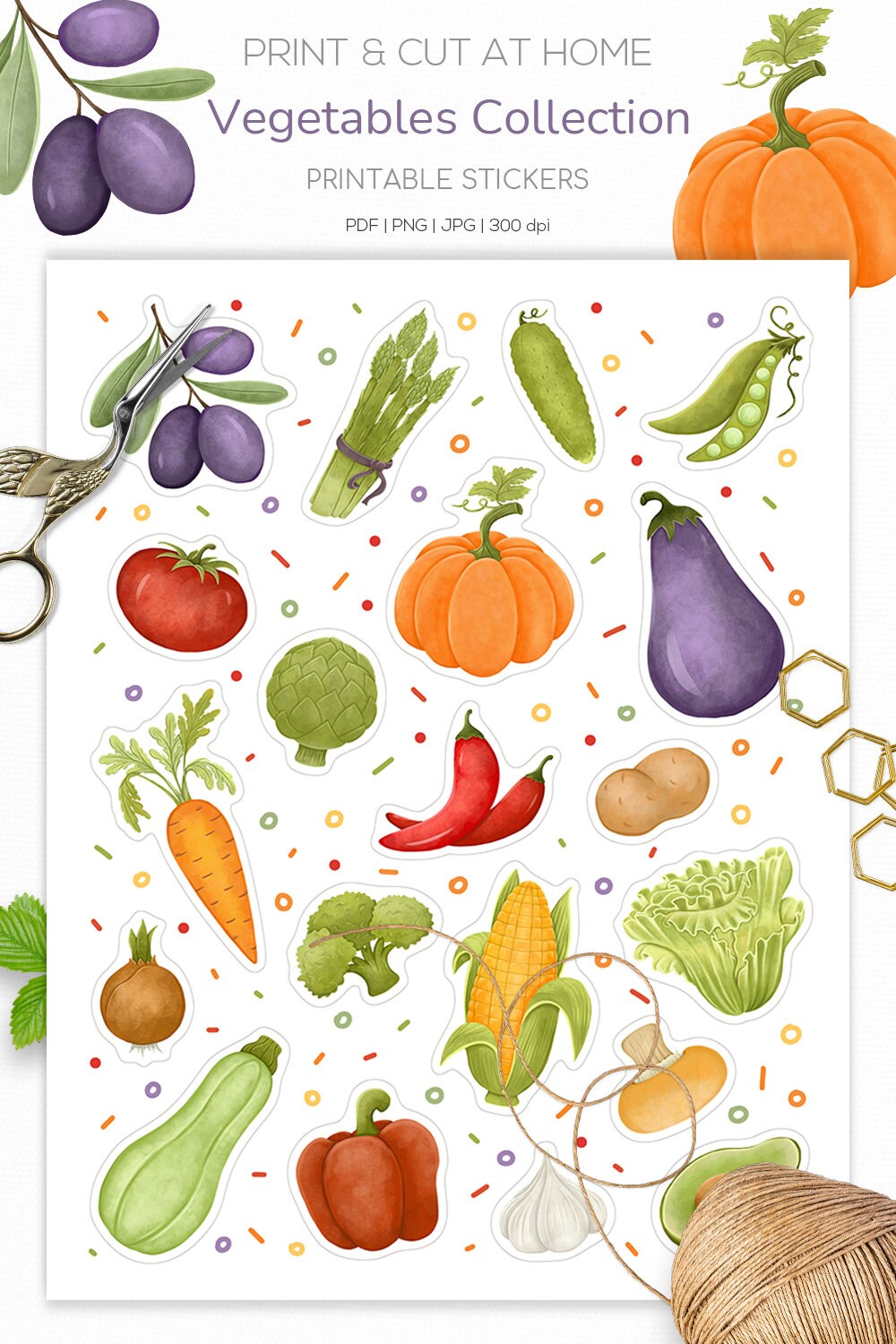 Vegetable Sticker Sheet Printable Veggie Planner Stickers - Etsy