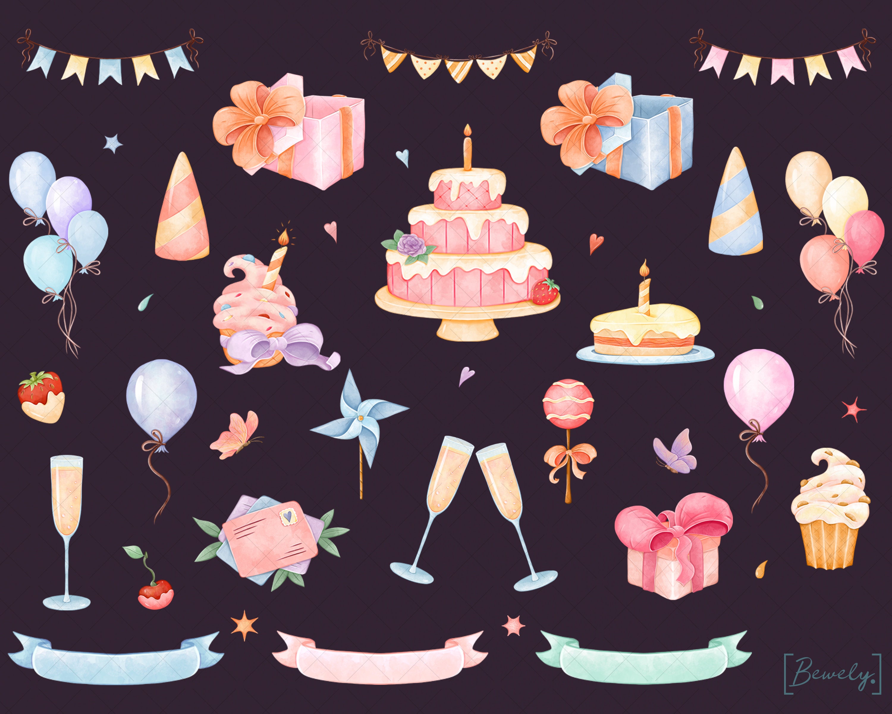 Birthday Party Goodnotes Stickers Cute Birthday Digital - Etsy