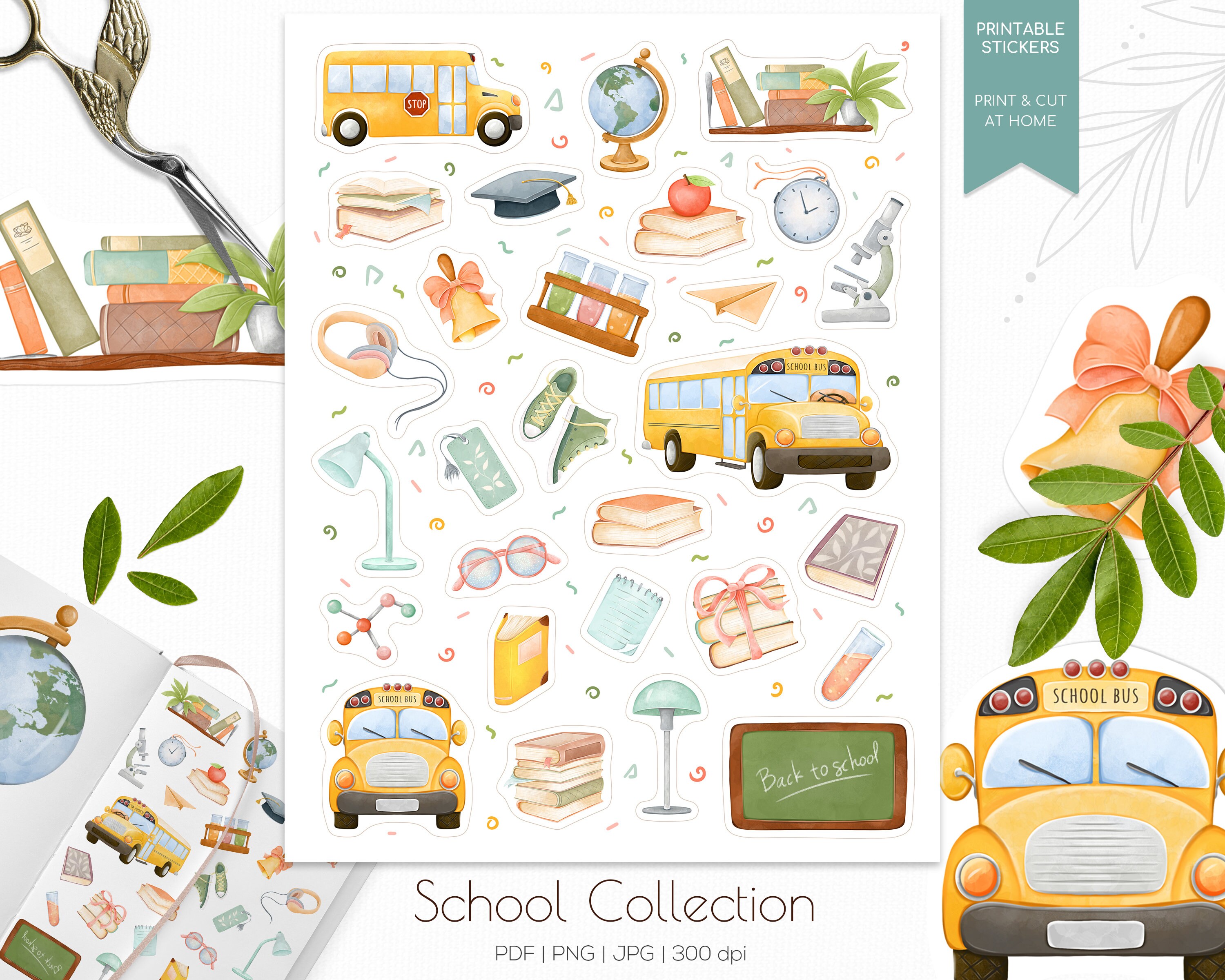 School Sticker Sheet Education Planner Stickers Bullet Journal Stickers ...