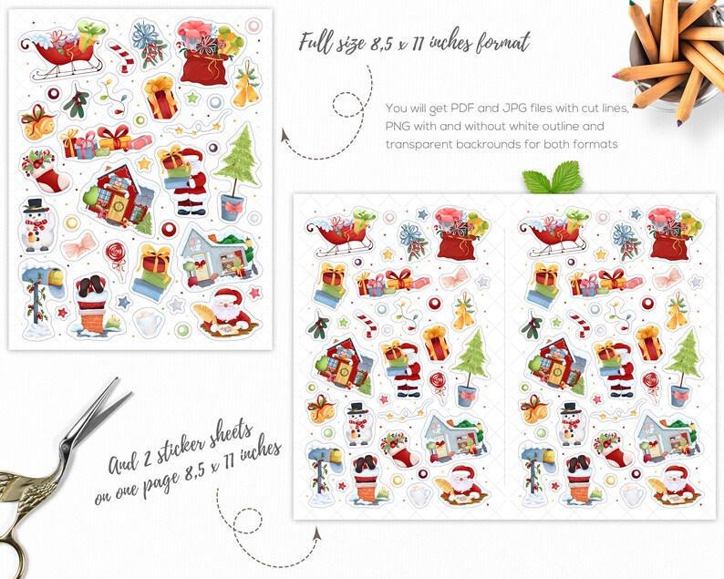 Christmas Sticker Sheet Holiday Planner Stickers Bullet Journal ...
