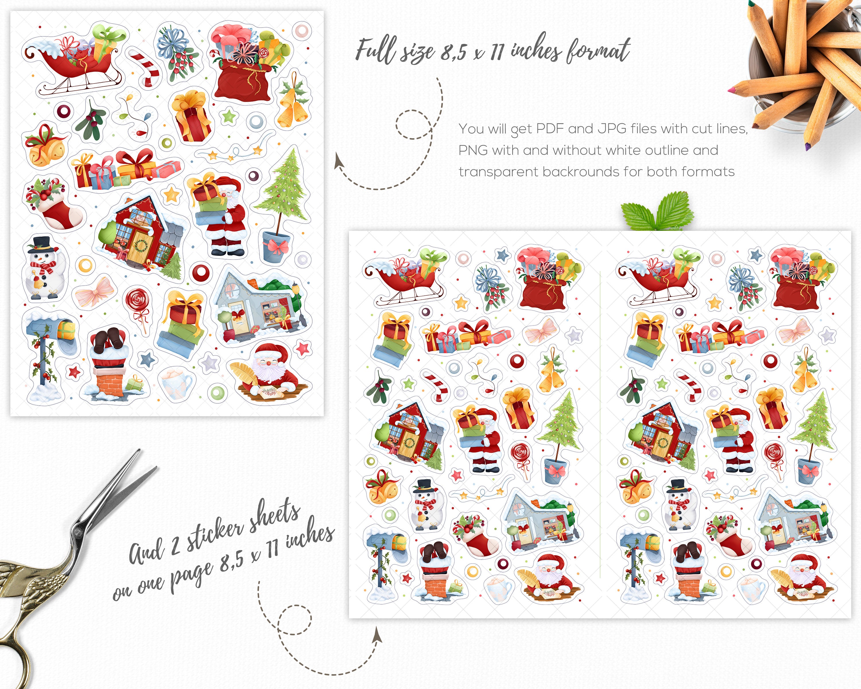 Christmas Sticker Sheet Holiday Planner Stickers Bullet Journal ...