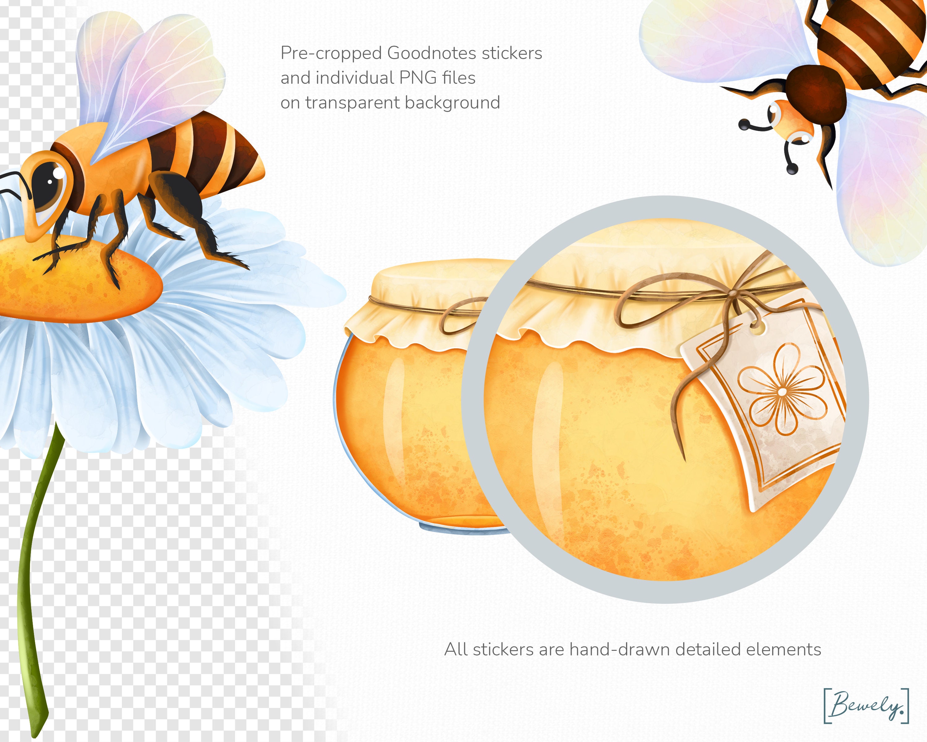 Bees and Honey Goodnotes Stickers Cute Digital Planner - Etsy