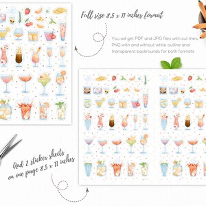 Cocktail Sticker Sheet Printable Alcohol Drinks Planner Stickers Bullet ...