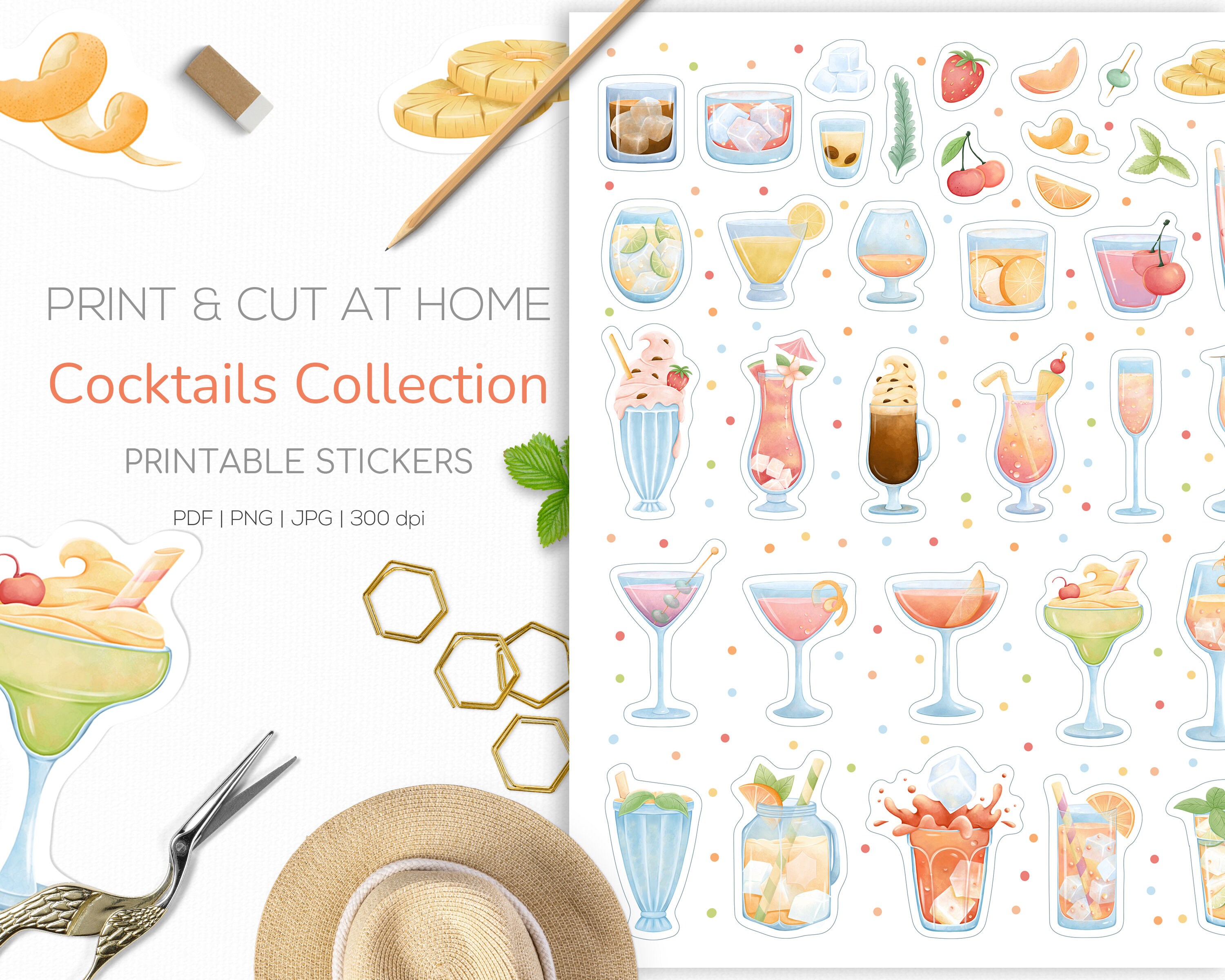 Cocktail Sticker Sheet Printable Alcohol Drinks Planner - Etsy