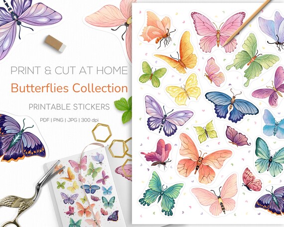 Butterfly Printable Sticker Sheet Butterfly Planner Stickers - Etsy