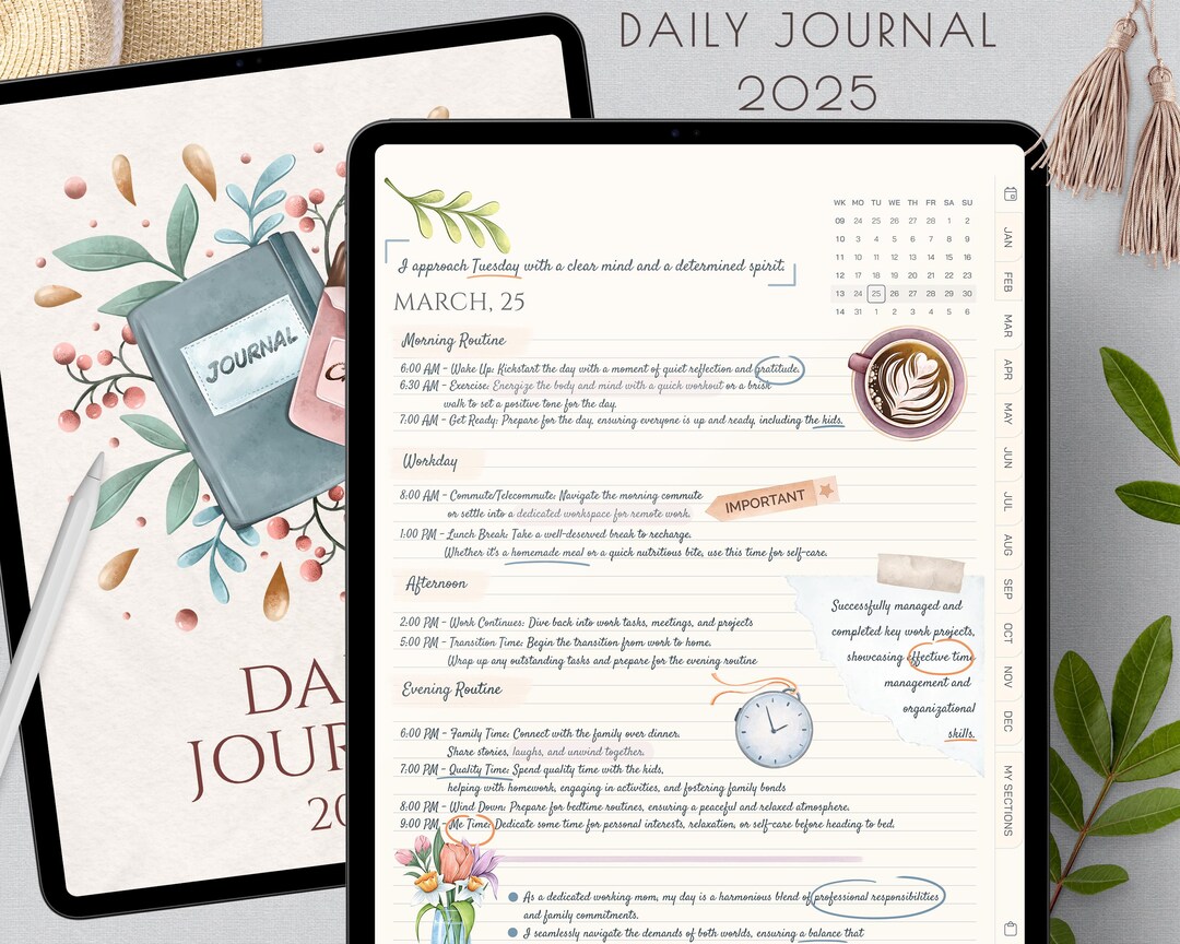 Daily Digital Journal 2025 for Goodnotes, Notability, Noteshelf Etc ...