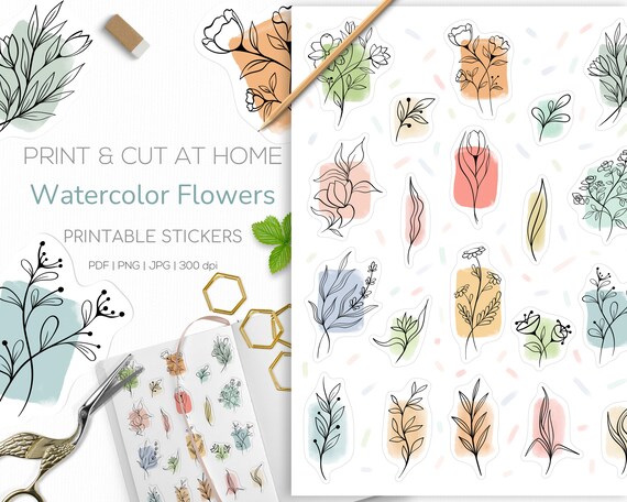 Watercolor Flowers Sticker Sheet Cute Flower Planner - Etsy