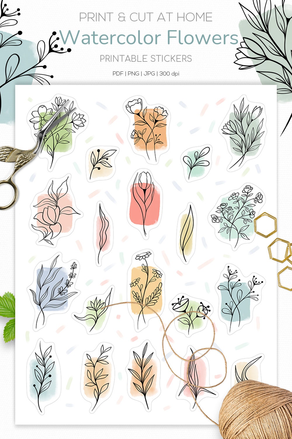 Watercolor Flowers Sticker Sheet Cute Flower Planner - Etsy