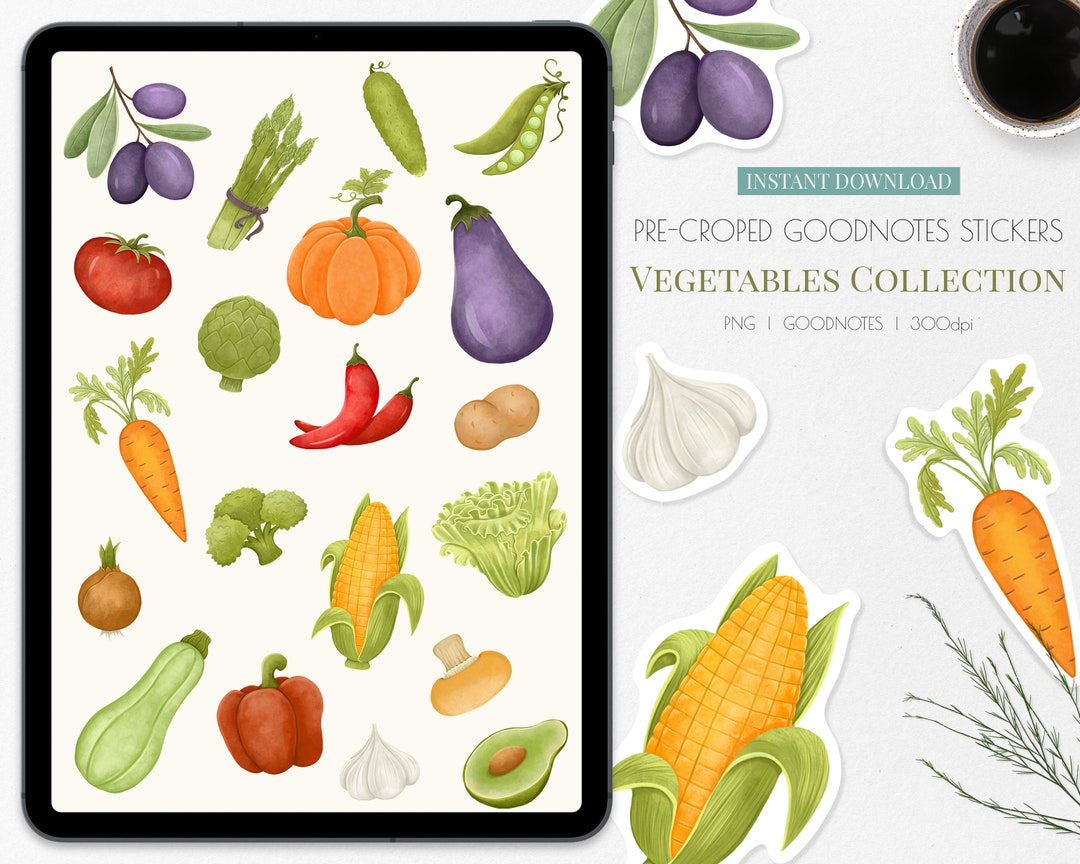 Vegetable Goodnotes Stickers | Cute Veggie Digital Planner Stickers ...