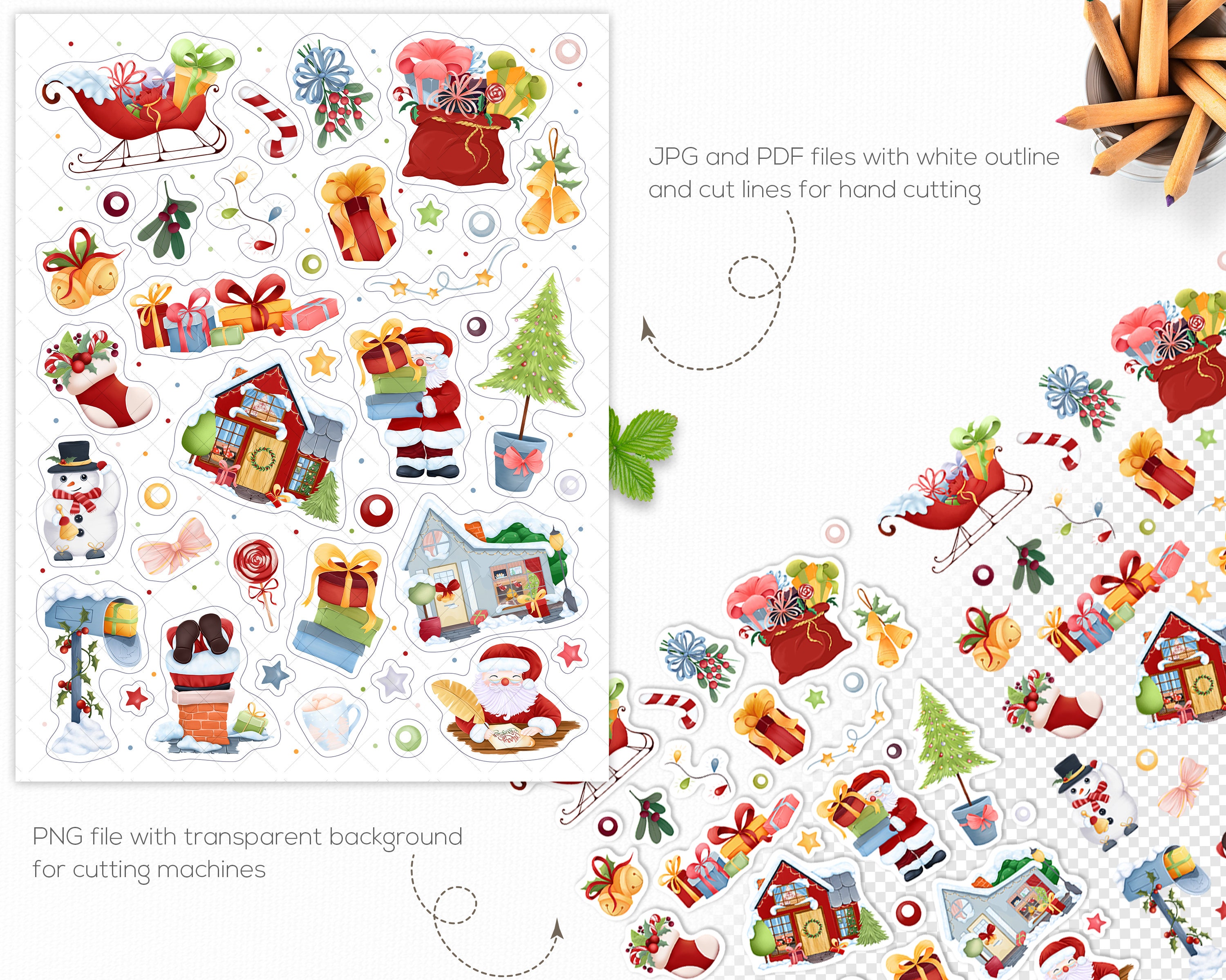 Christmas Sticker Sheet Holiday Planner Stickers Bullet Journal ...