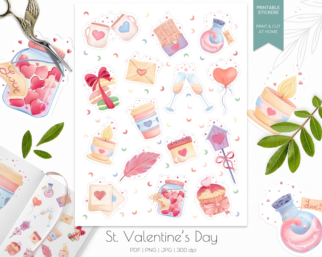 Valentines Sticker Sheet | Romantic Planner Stickers | Bullet Journal ...