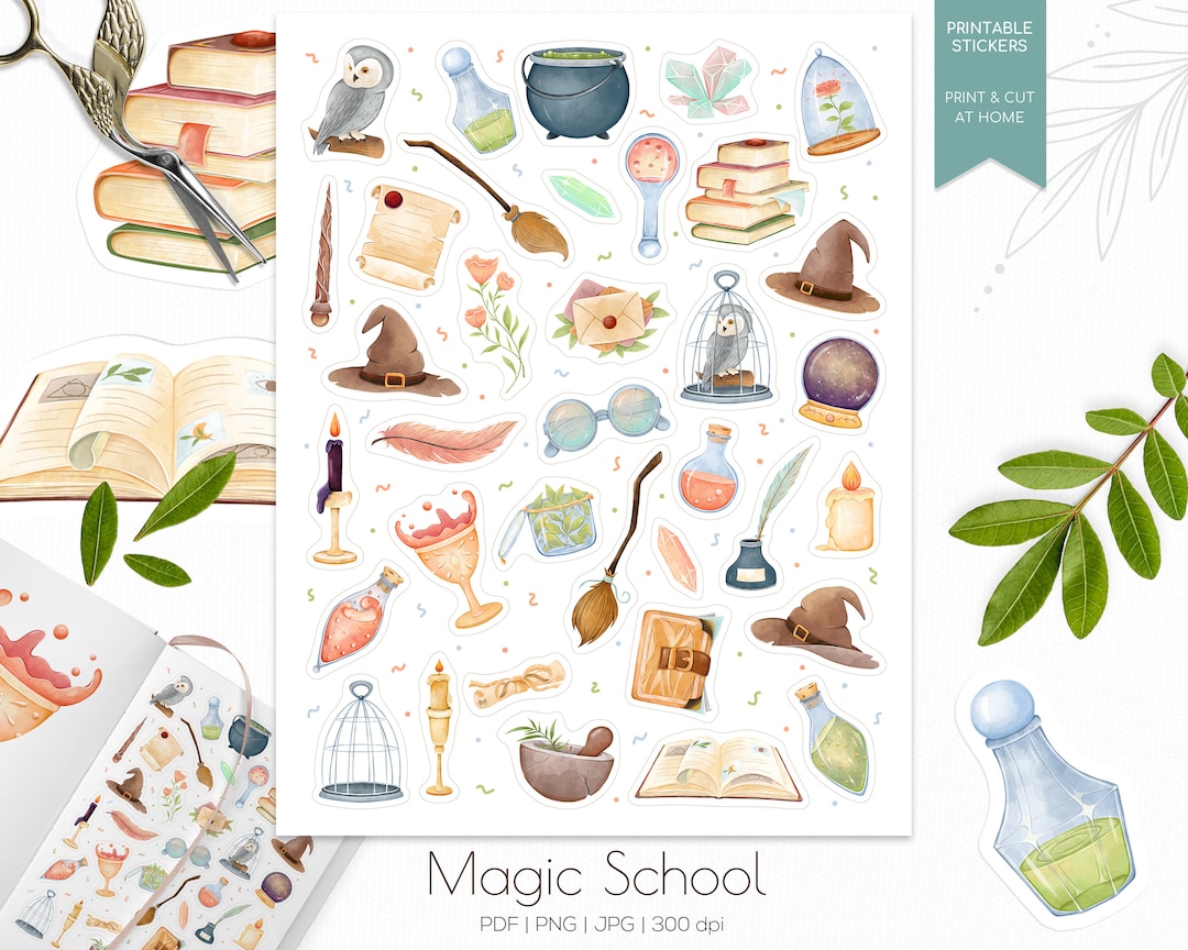 Magic School Sticker Sheet | Witch and Wizard Planner Stickers | Bullet ...