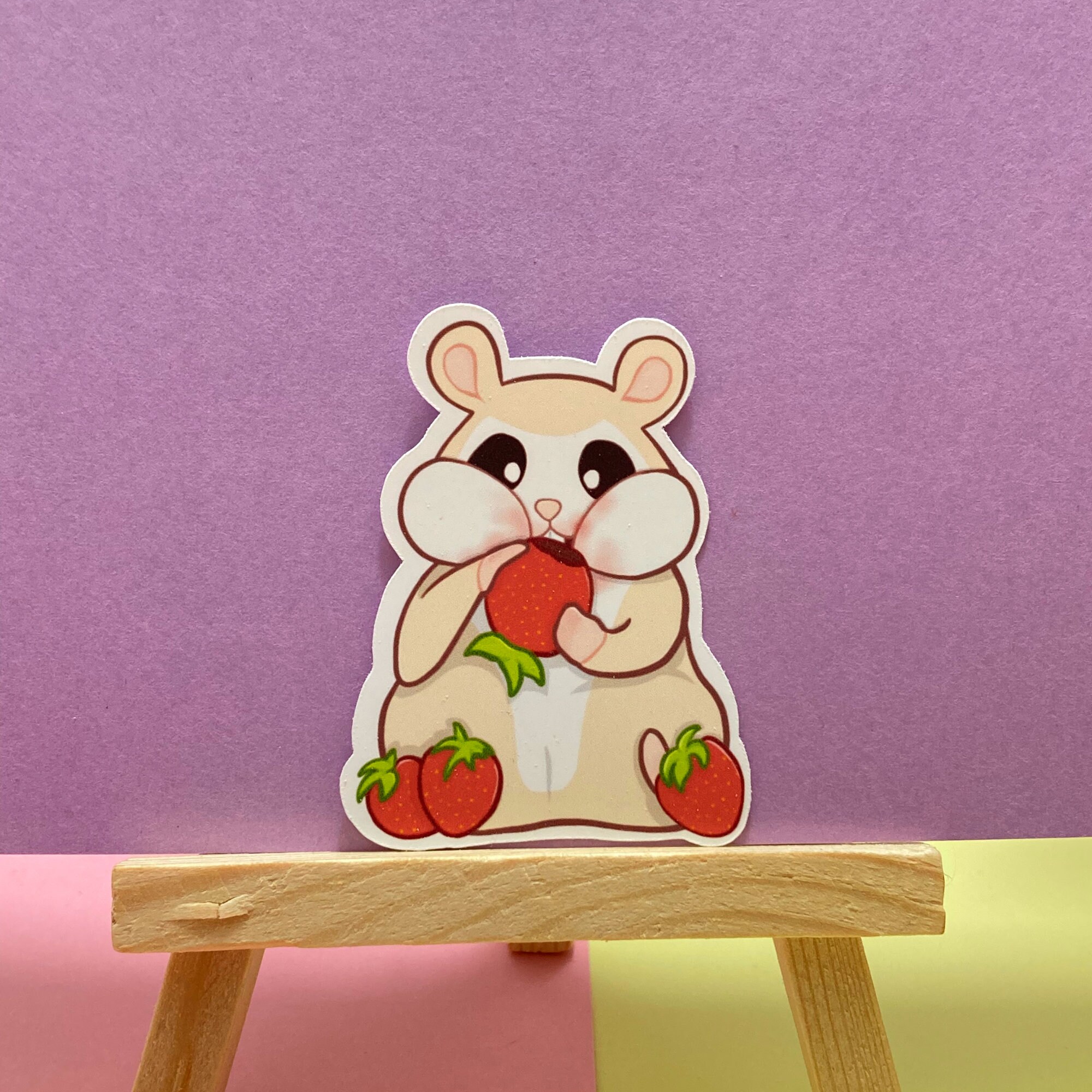 Hamster Eating Strawberries Stickers Kawaii Stickers Animal Stickers ...