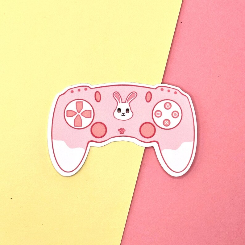 Cute Aesthetic Sticker Bunny Controller Kawaii Sticker Gaming Sticker ...