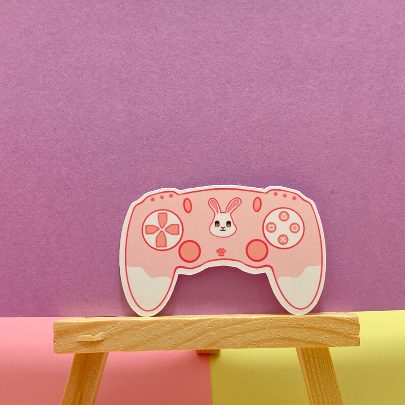 Cute Aesthetic Sticker Bunny Controller Kawaii Sticker Gaming Sticker ...