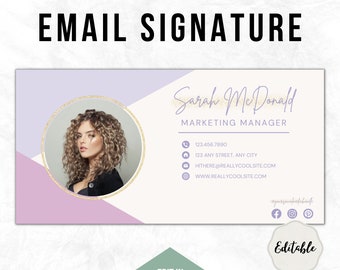 Purple Sparkle Email Signature-canva Template - Etsy