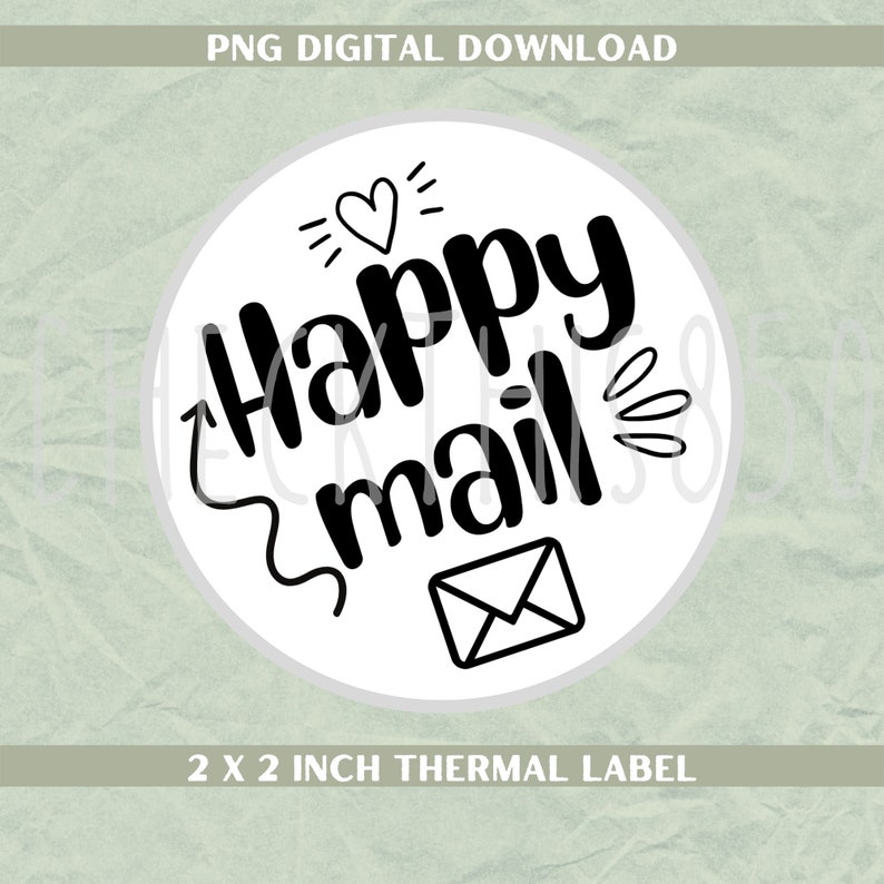 Thermal Printer Sticker Download, Happy Mail, 2" X 2" for Small ...