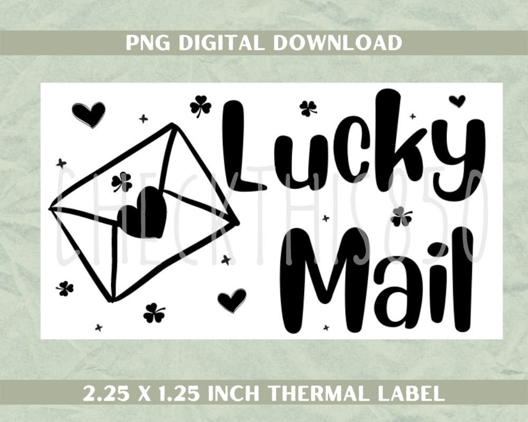 Thermal Printer Sticker Download, Lucky Mail Shamrocks, 2.25" X 1.25 ...