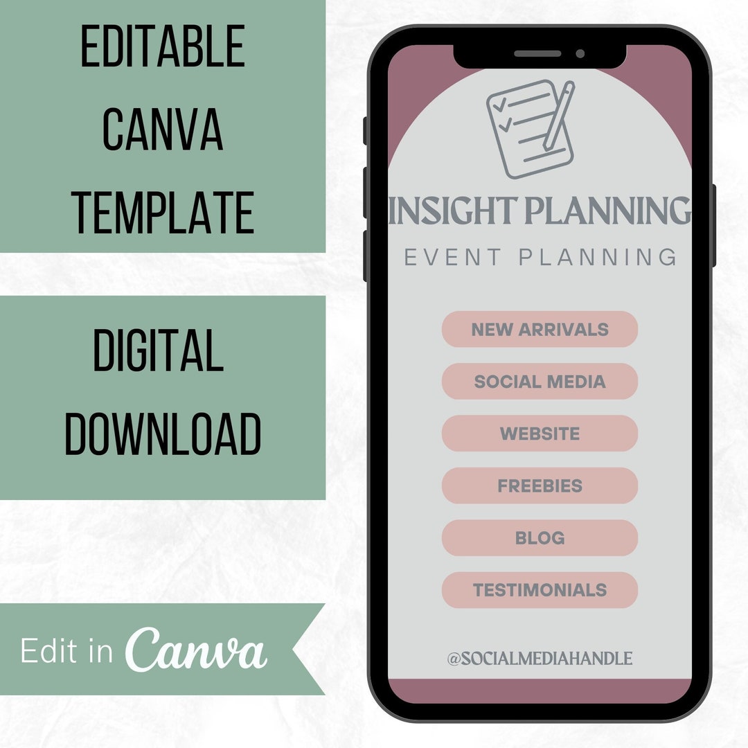 Blush Gray Link in Bio Canva Template, Instagram Landing Page (digital ...