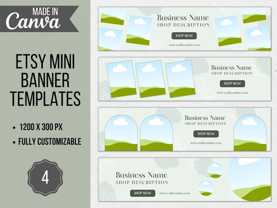 Boho Etsy Shop Mini Banner Templates, Editable Canva Branding Kit ...