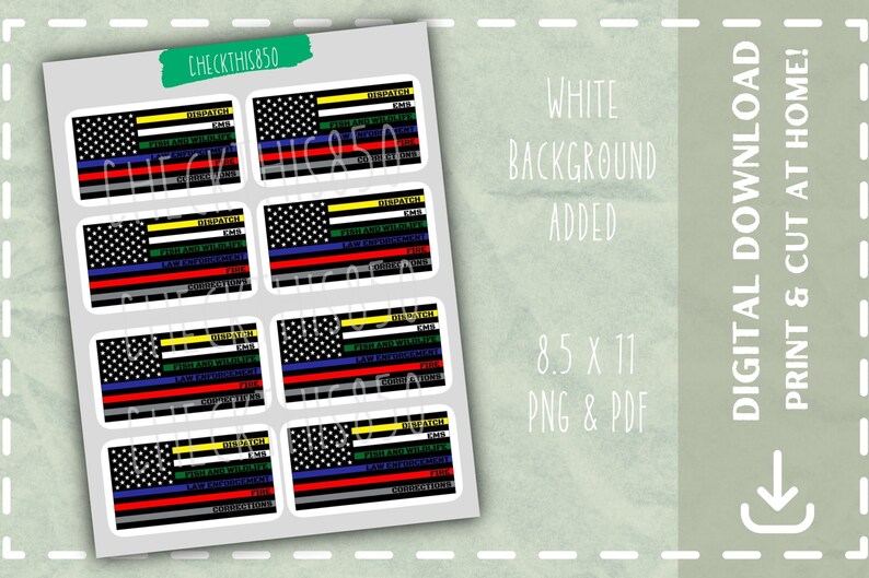 First Responder Flag Sticker Sheet, Digital Printable Stickers, Cricut ...