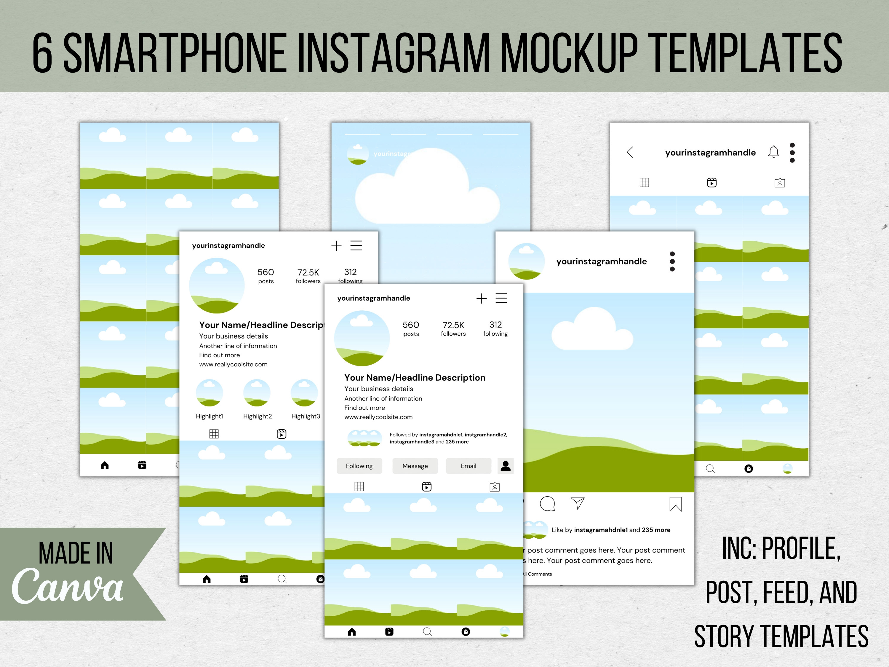Instagram Mockup Templates, Editable Canva Templates, Instagram Profile ...