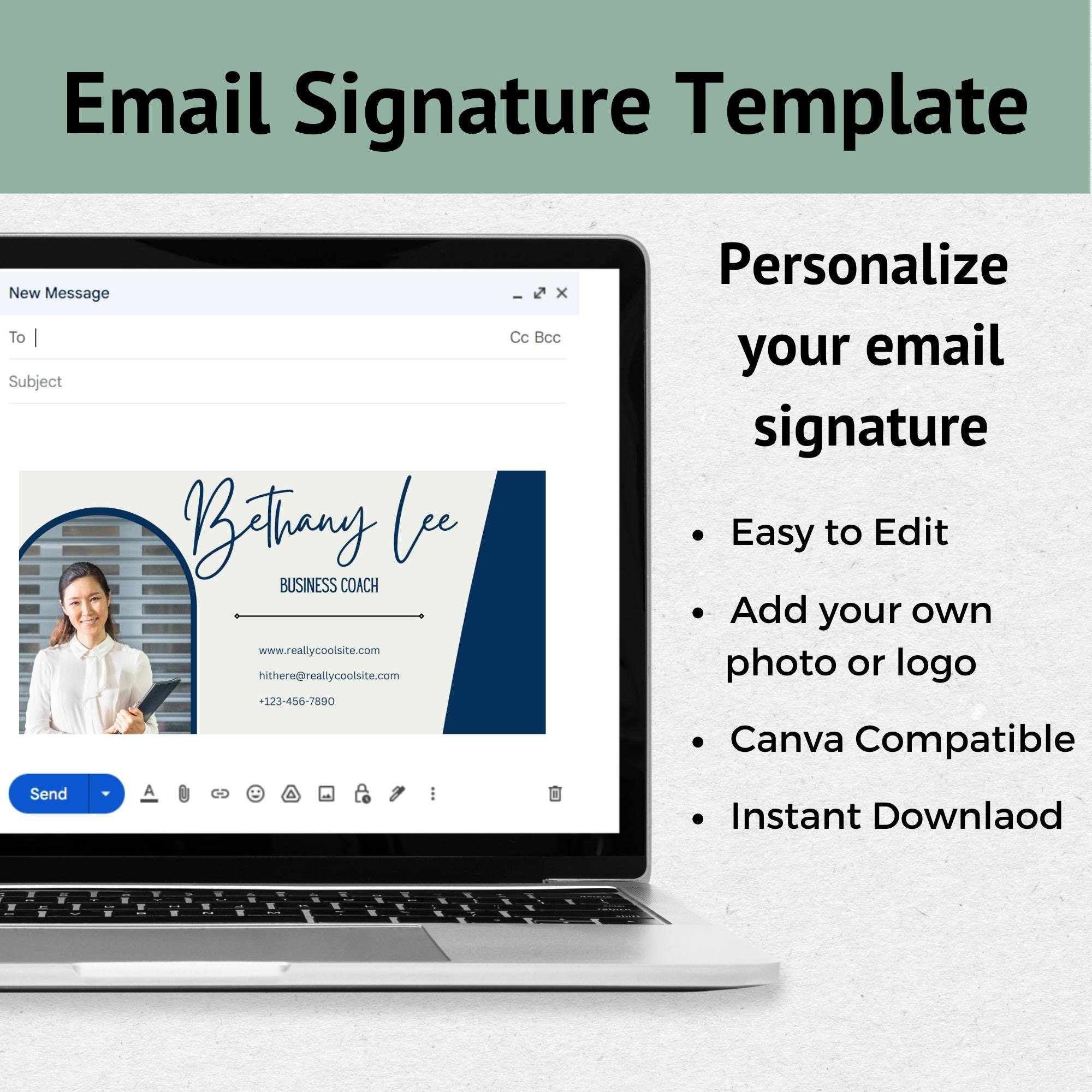 Elegant Navy Email Signature Canva Template (digital Download) - Etsy
